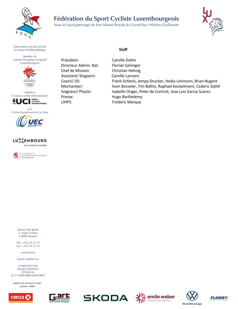 Fédération du Sport Cycliste Luxembourgeois - Championnats d’Europe Route 2025 Drôme / Ardèche ...